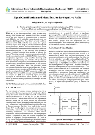 Signal Classification and Identification for Cognitive Radio | PDF