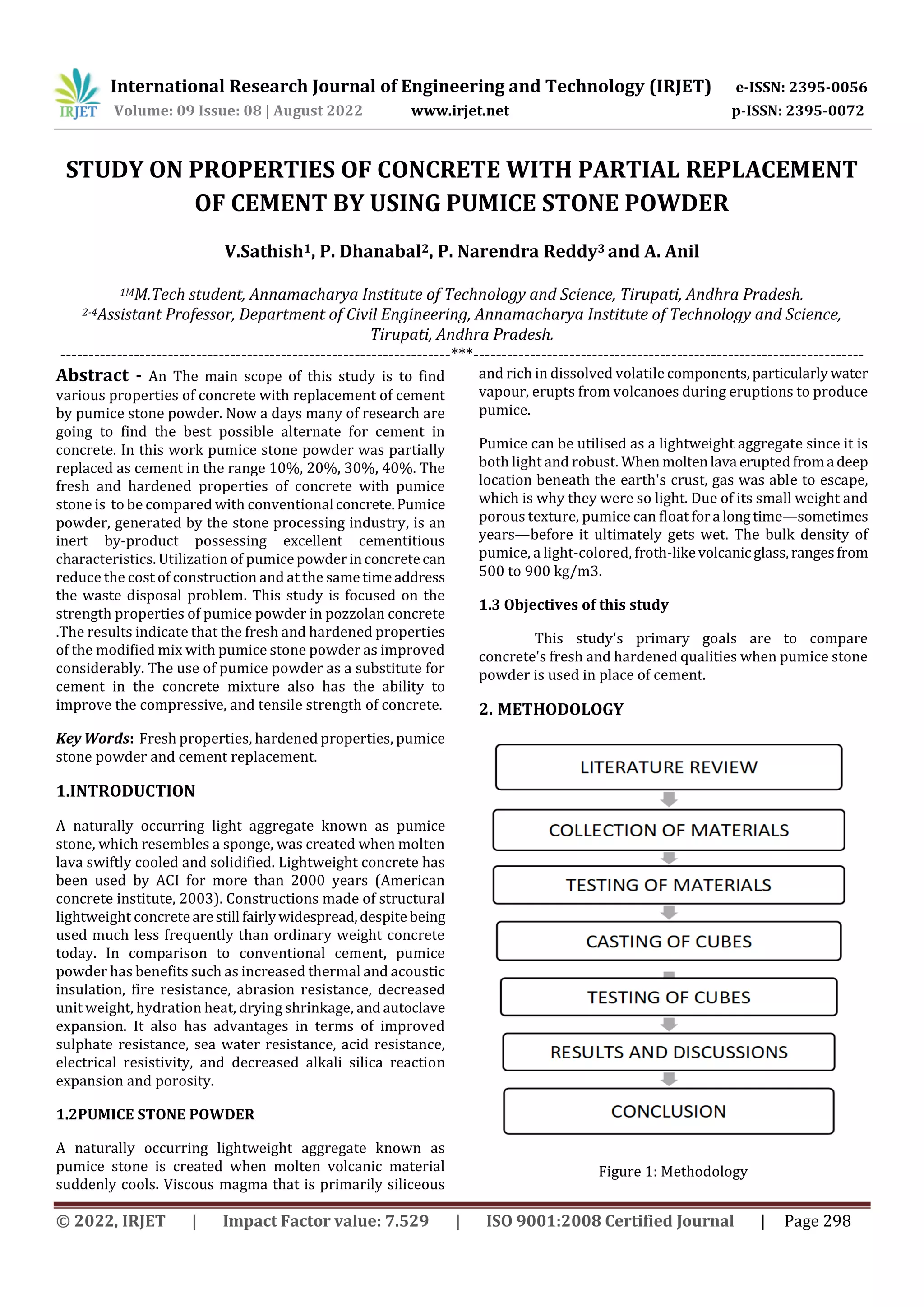 STUDY ON PROPERTIES OF CONCRETE WITH PARTIAL REPLACEMENT OF CEMENT BY ...