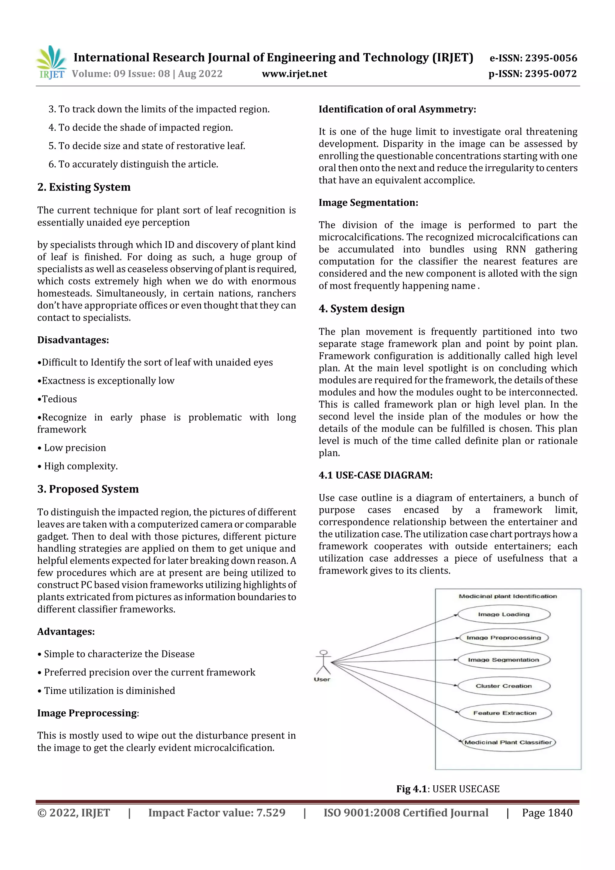 IDENTIFICATION OF INDIAN MEDICINAL PLANT BY USING ARTIFICIAL NEURAL NETWORK | PDF