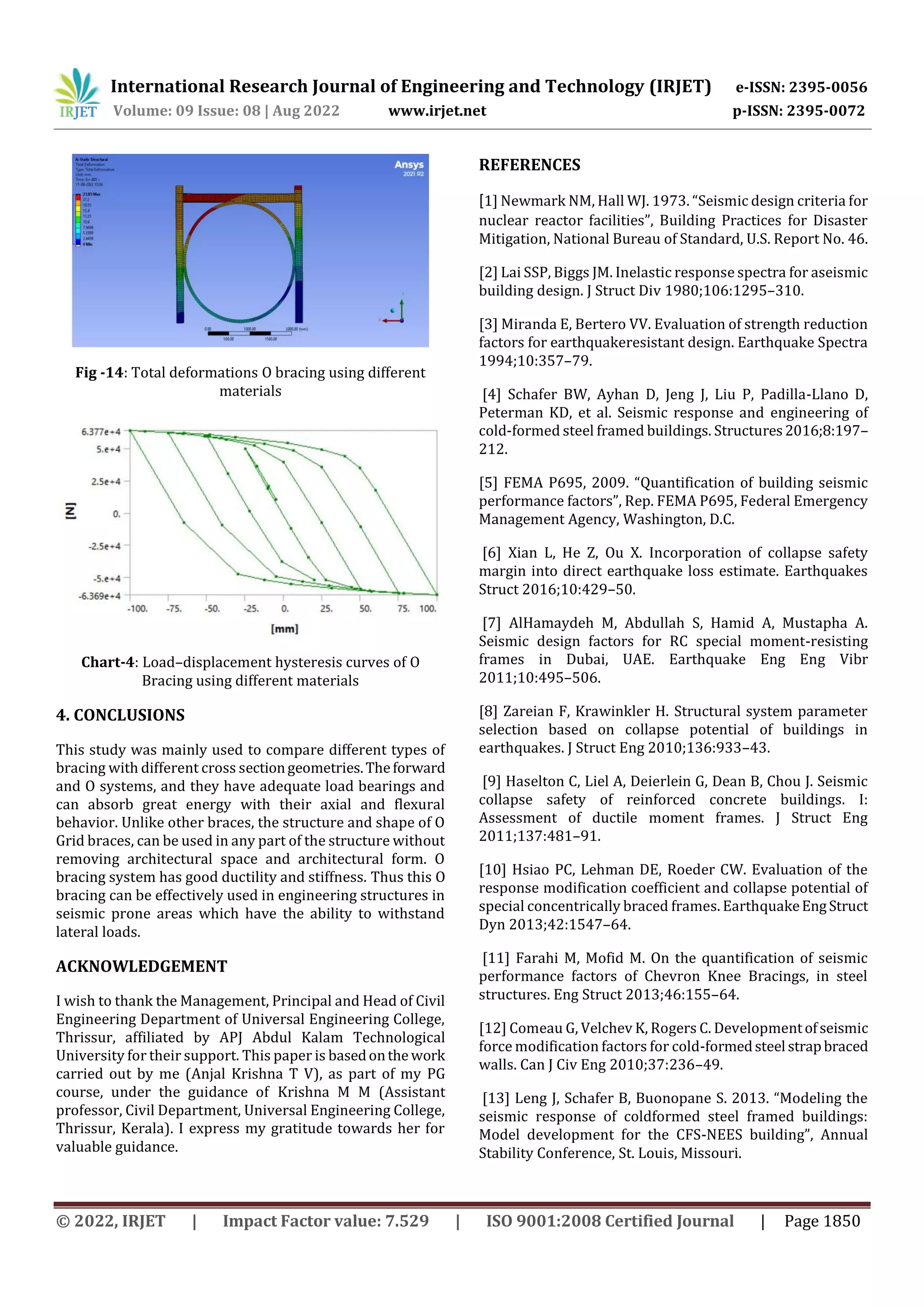 NUMERICAL EVALUATION OF DIFFERENT TYPES OF BRACING SYSTEMS USING ANSYS SOFTWARE BY CHANGING THE ...