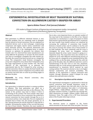 EXPERIMENTAL INVESTIGATION OF HEAT TRANSFER BY NATURAL CONVECTION ON ALLUMINIUM CASTED V-SHAPED ...