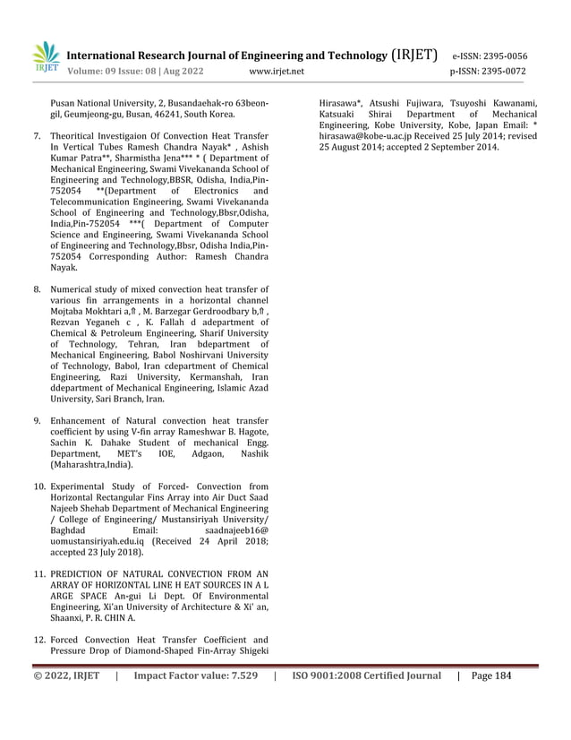 EXPERIMENTAL INVESTIGATION OF HEAT TRANSFER BY NATURAL CONVECTION ON ...