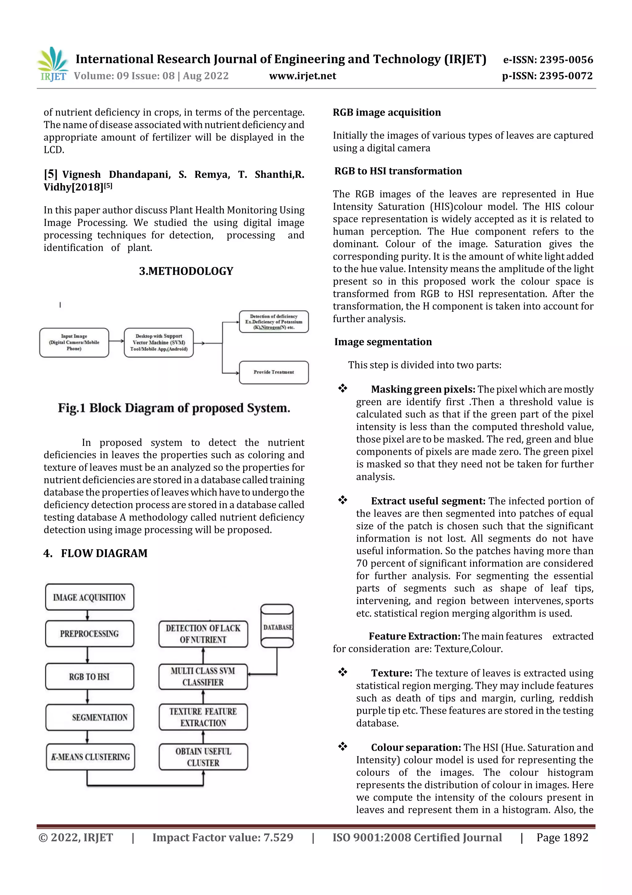 DETECTION OF NUTRIENT DEFICIENCIES IN CROPS USING SUPPORT VECTOR ...