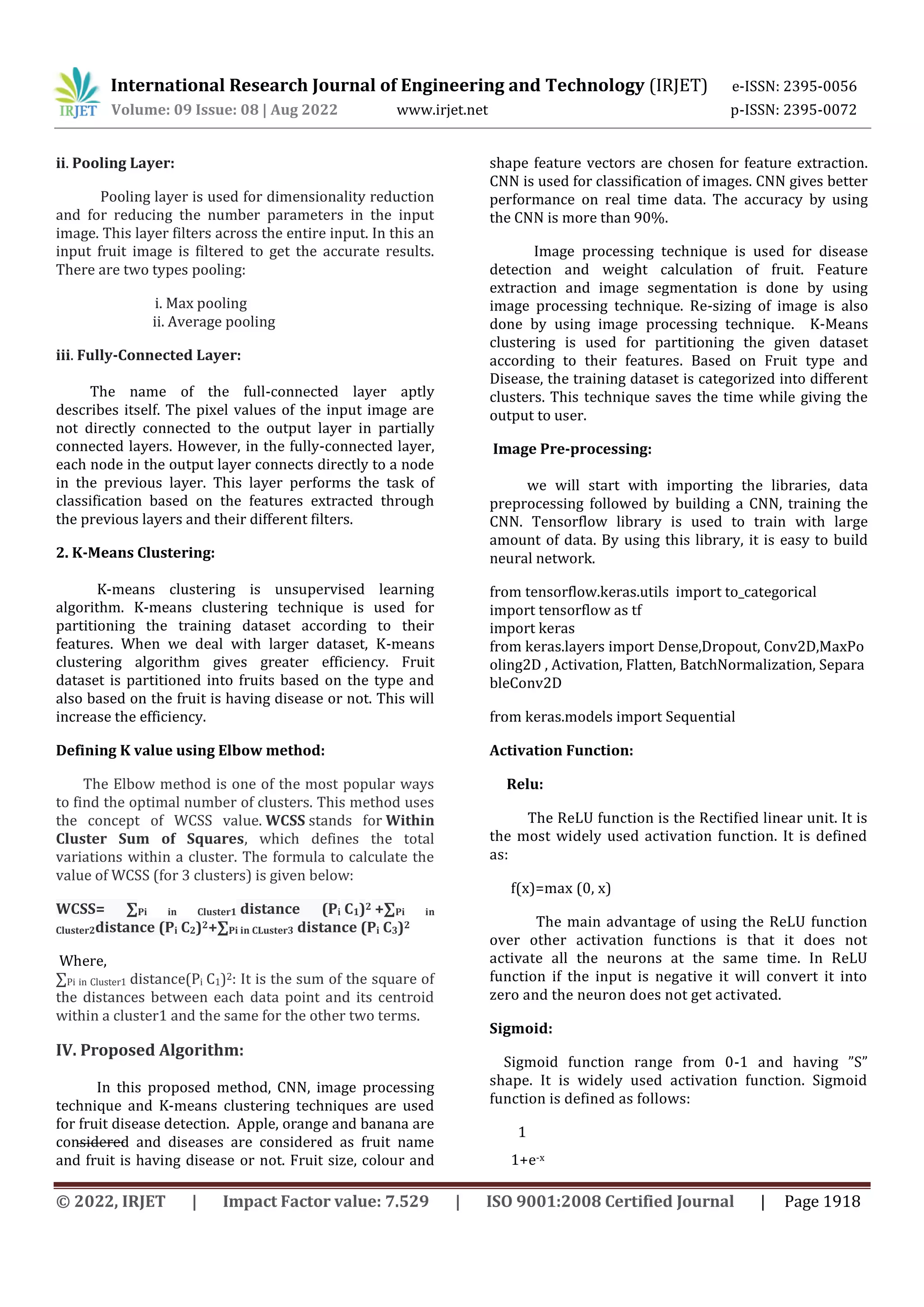 FRUIT DISEASE DETECTION AND CLASSIFICATION USING ARTIFICIAL ...