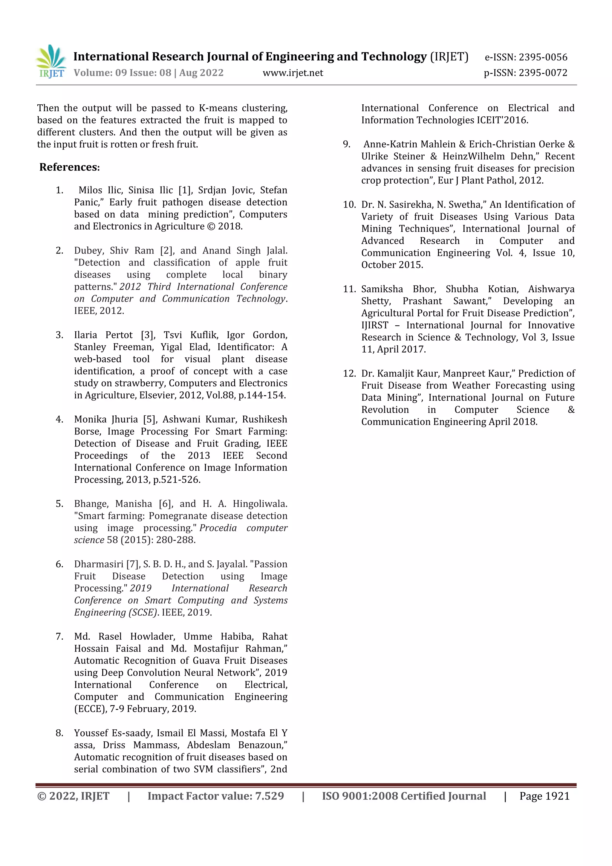 Fruit Disease Detection And Classification Using Artificial