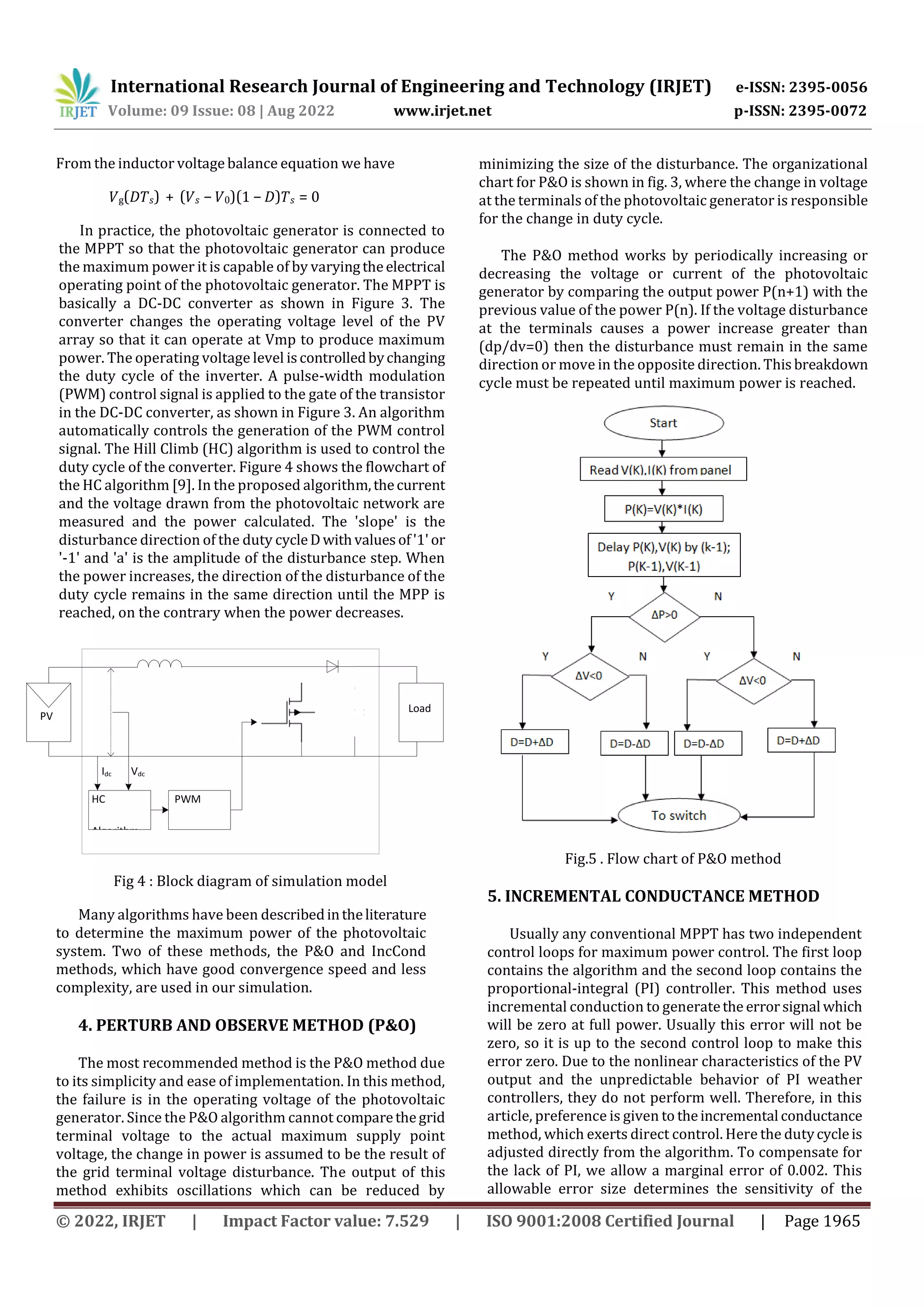 Performance Of Maximum Power Point Tracking Algorithm Based