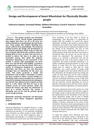 Design and Development of Smart Wheelchair for Physically Disable people | PDF