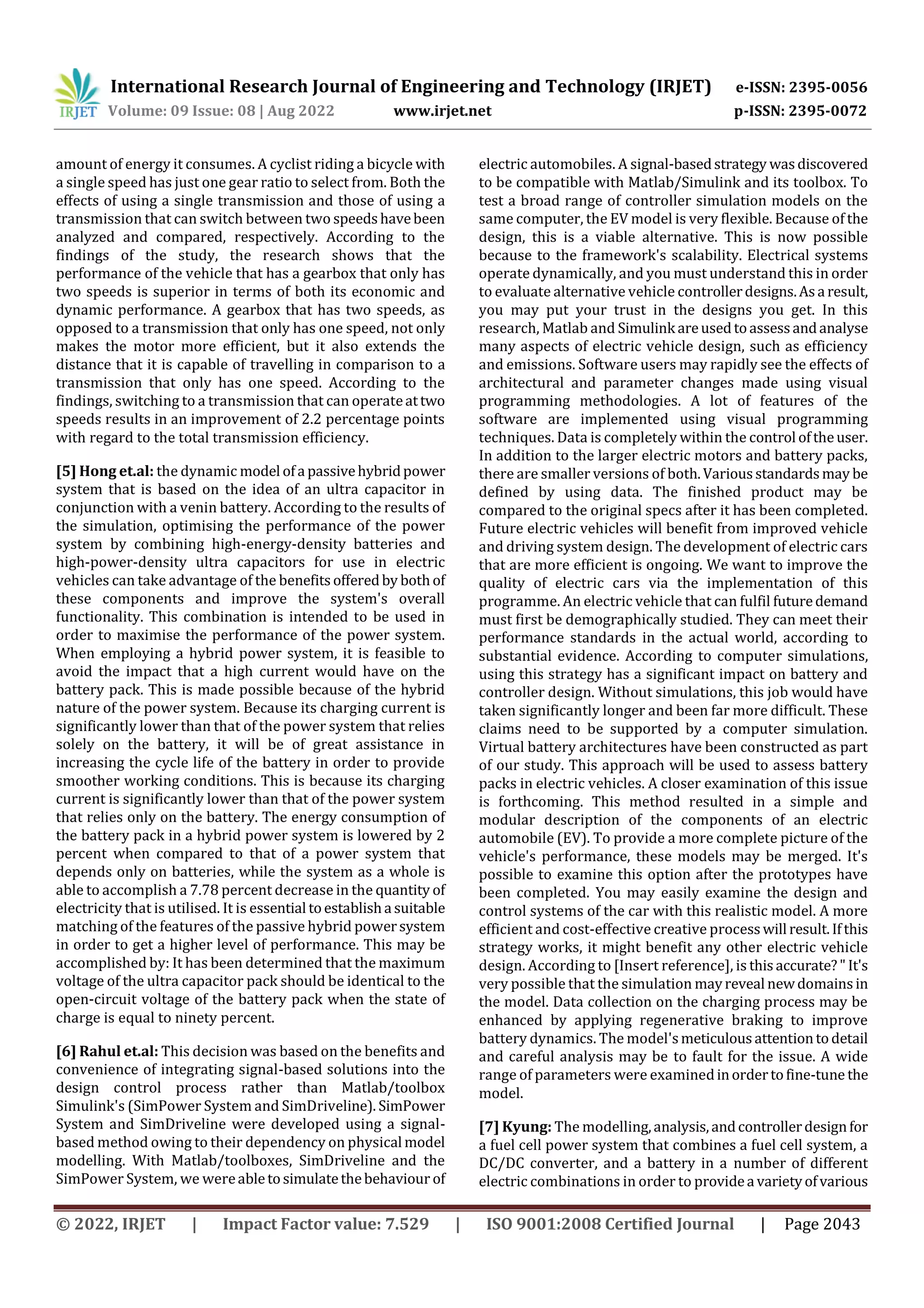 Dynamic Modeling and Simulation on a Hybrid Power System for Electric ...