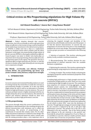 Critical review on Mix Proportioning stipulations for High Volume Fly ash concrete (HVFAC) | PDF ...