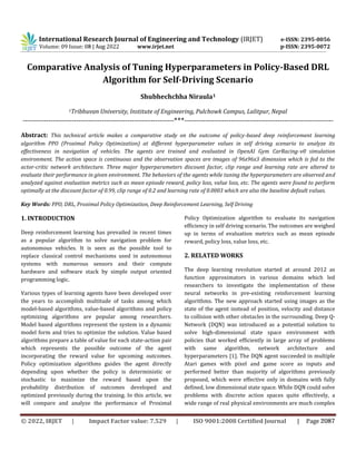 Comparative Analysis of Tuning Hyperparameters in Policy-Based DRL Algorithm for Self-Driving ...