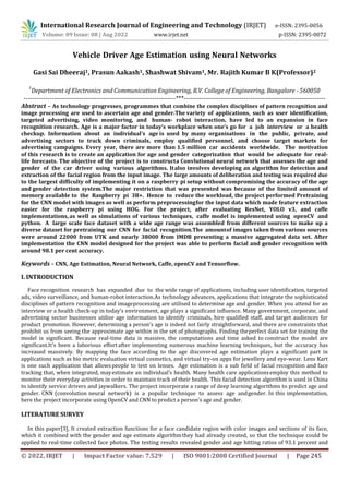 Vehicle Driver Age Estimation using Neural Networks | PDF