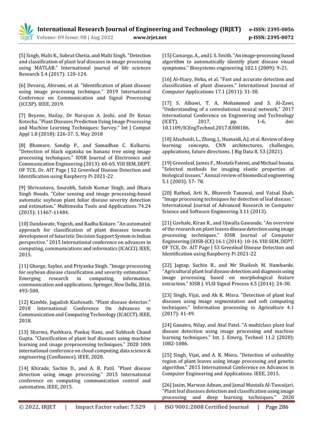 Green leaf disease detection and identification using Raspberry Pi | PDF