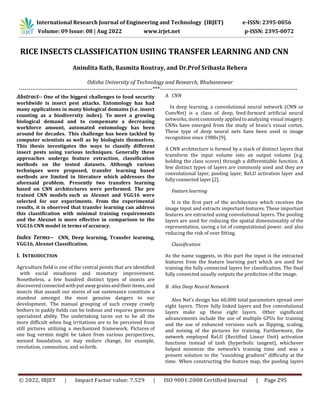 RICE INSECTS CLASSIFICATION USIING TRANSFER LEARNING AND CNN | PDF