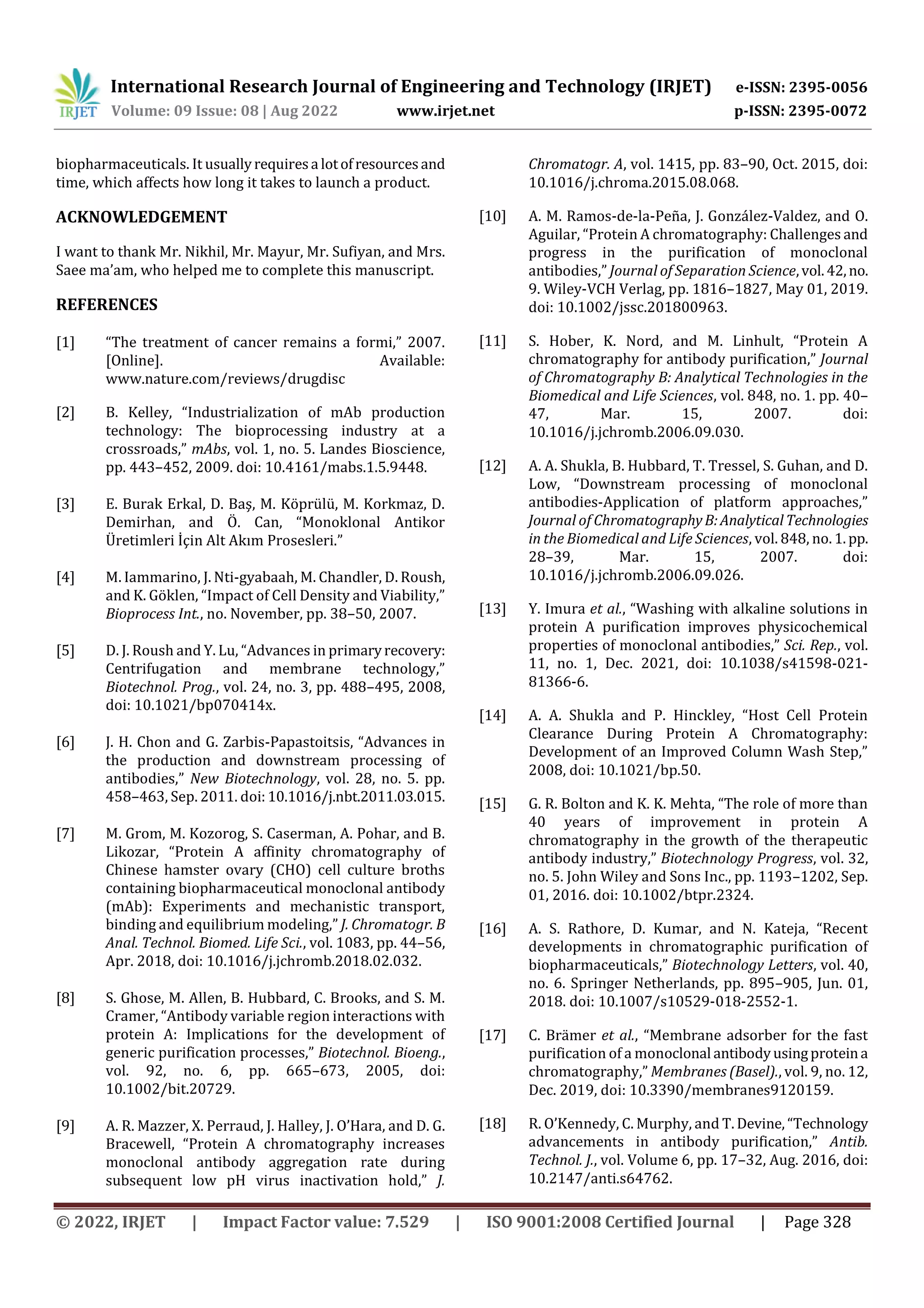 A Review on Chromatography-based purification of monoclonal antibody | PDF