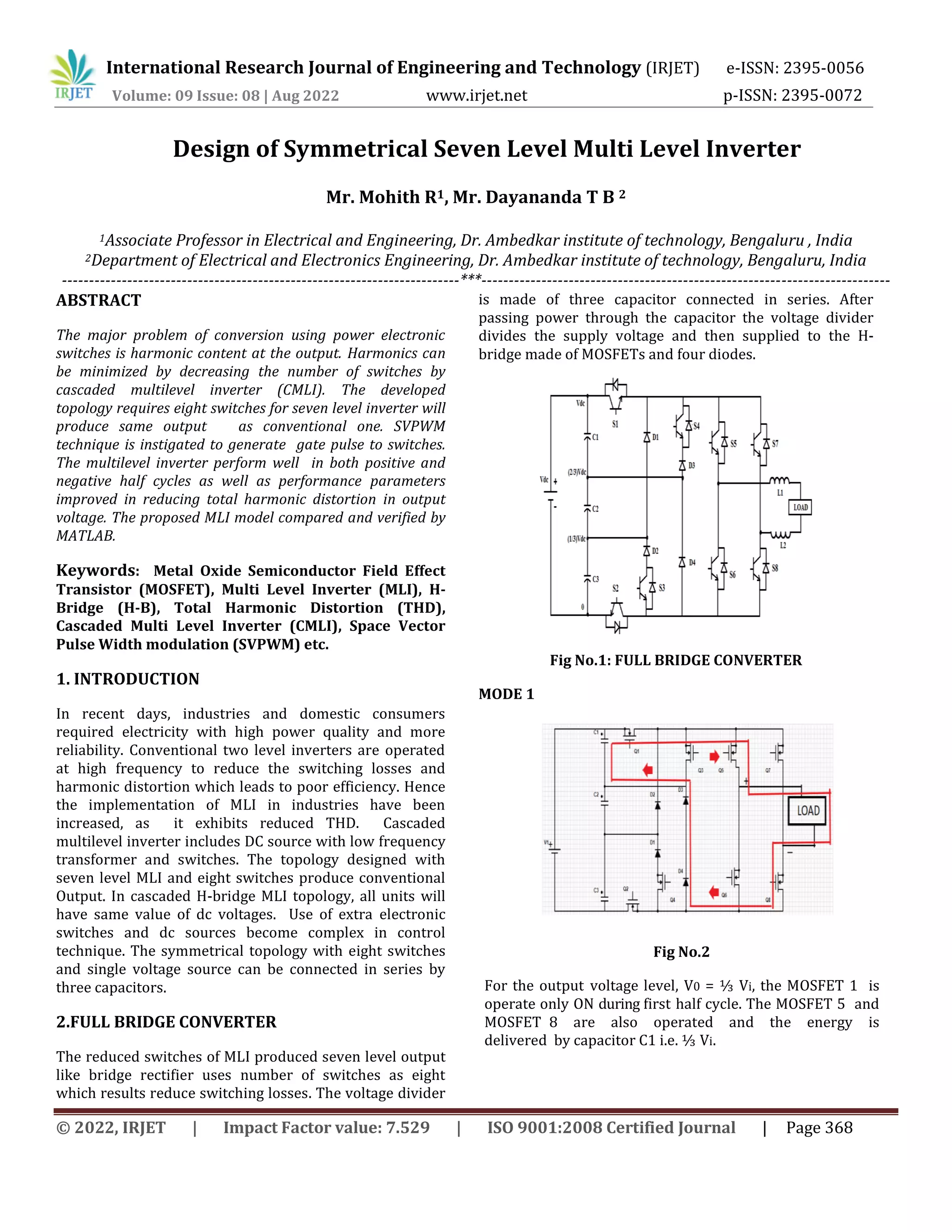 Design of Symmetrical Seven Level Multi Level Inverter | PDF