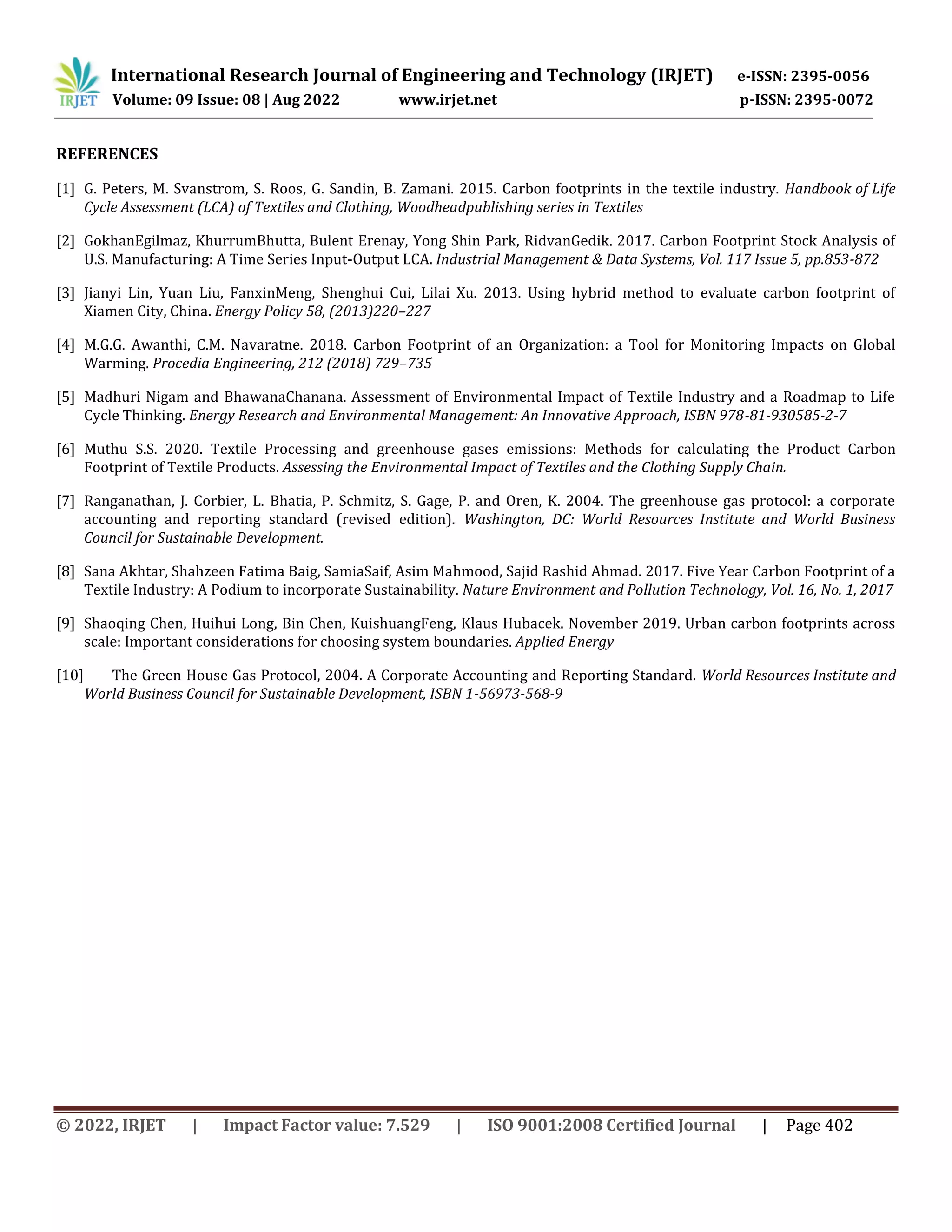 Carbon Footprint Assessment of Textile Industry | PDF
