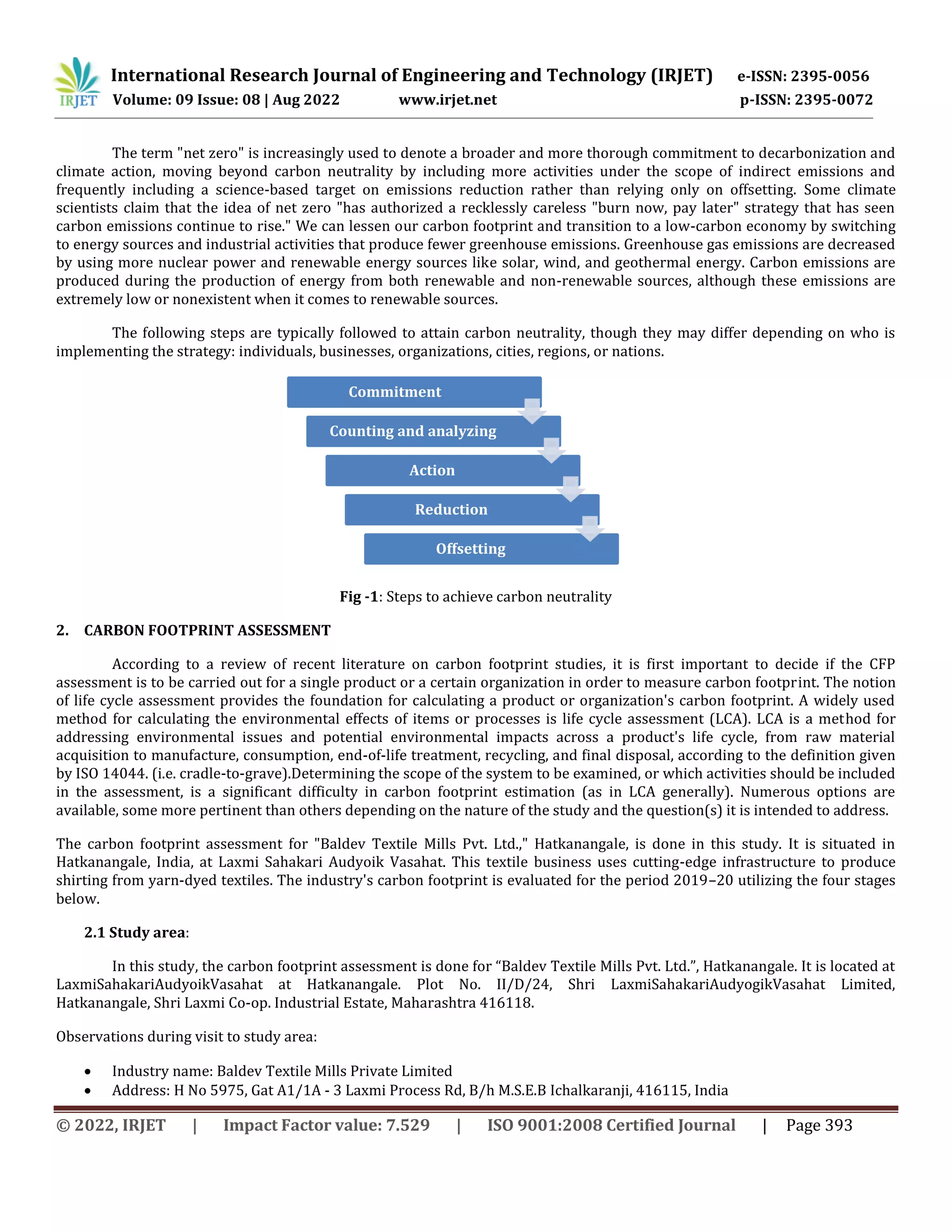 Carbon Footprint Assessment of Textile Industry | PDF
