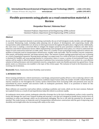 Flexible pavements using plastic as a road construction material: A Review | PDF