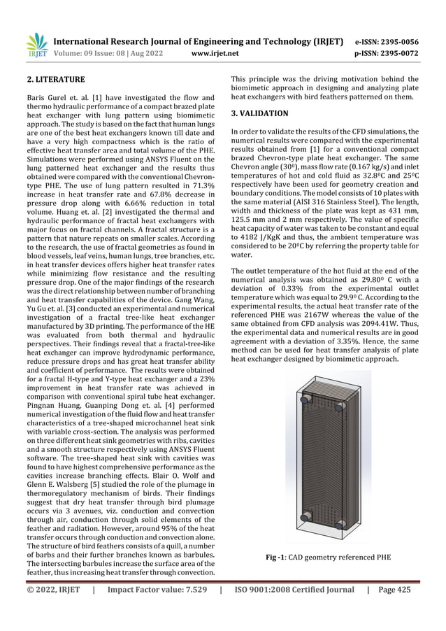Heat Transfer Analysis of a Biomimetic Plate Heat Exchanger with Bird ...