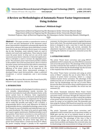 A Review on Methodologies of Automatic Power Factor Improvement Using Arduino | PDF | Home ...