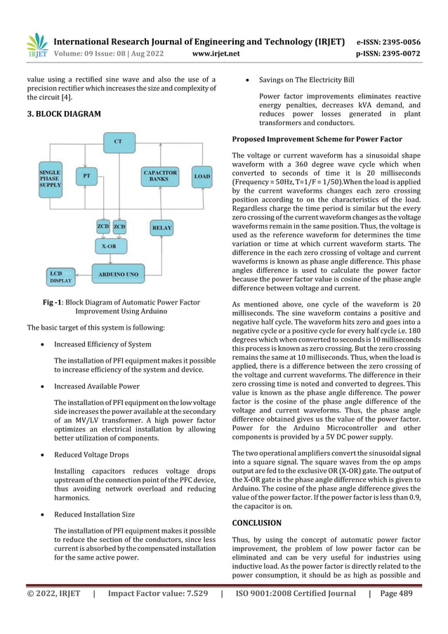 A Review on Methodologies of Automatic Power Factor Improvement Using Arduino | PDF | Home ...