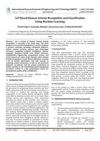 IoT Based Human Activity Recognition and Classification Using Machine ...