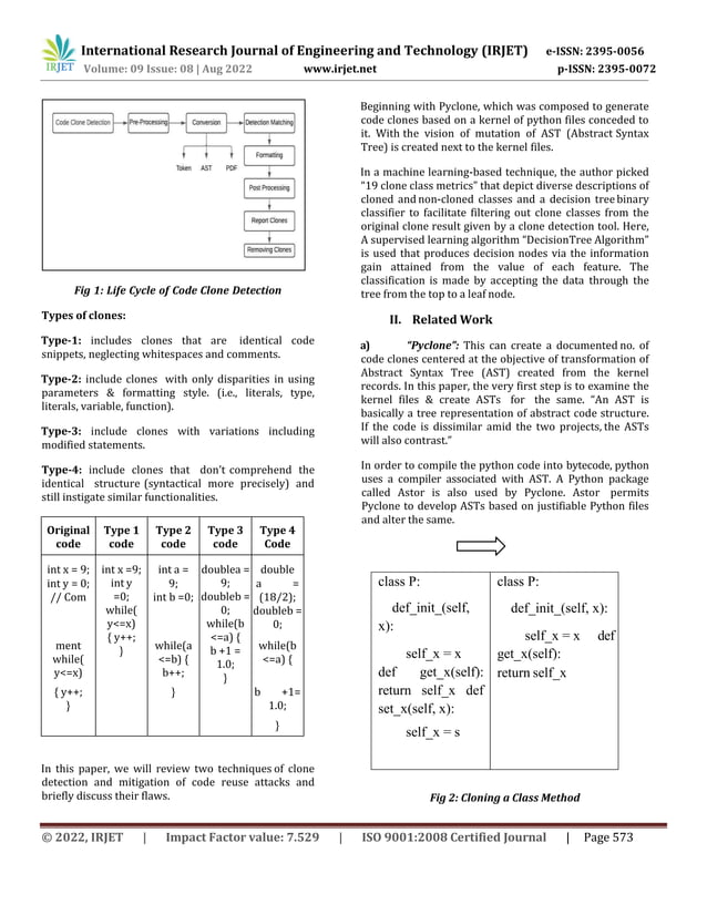 Study on Different Code-Clone Detection Techniques & Approaches to MitigateCode Reuse Attacks | PDF
