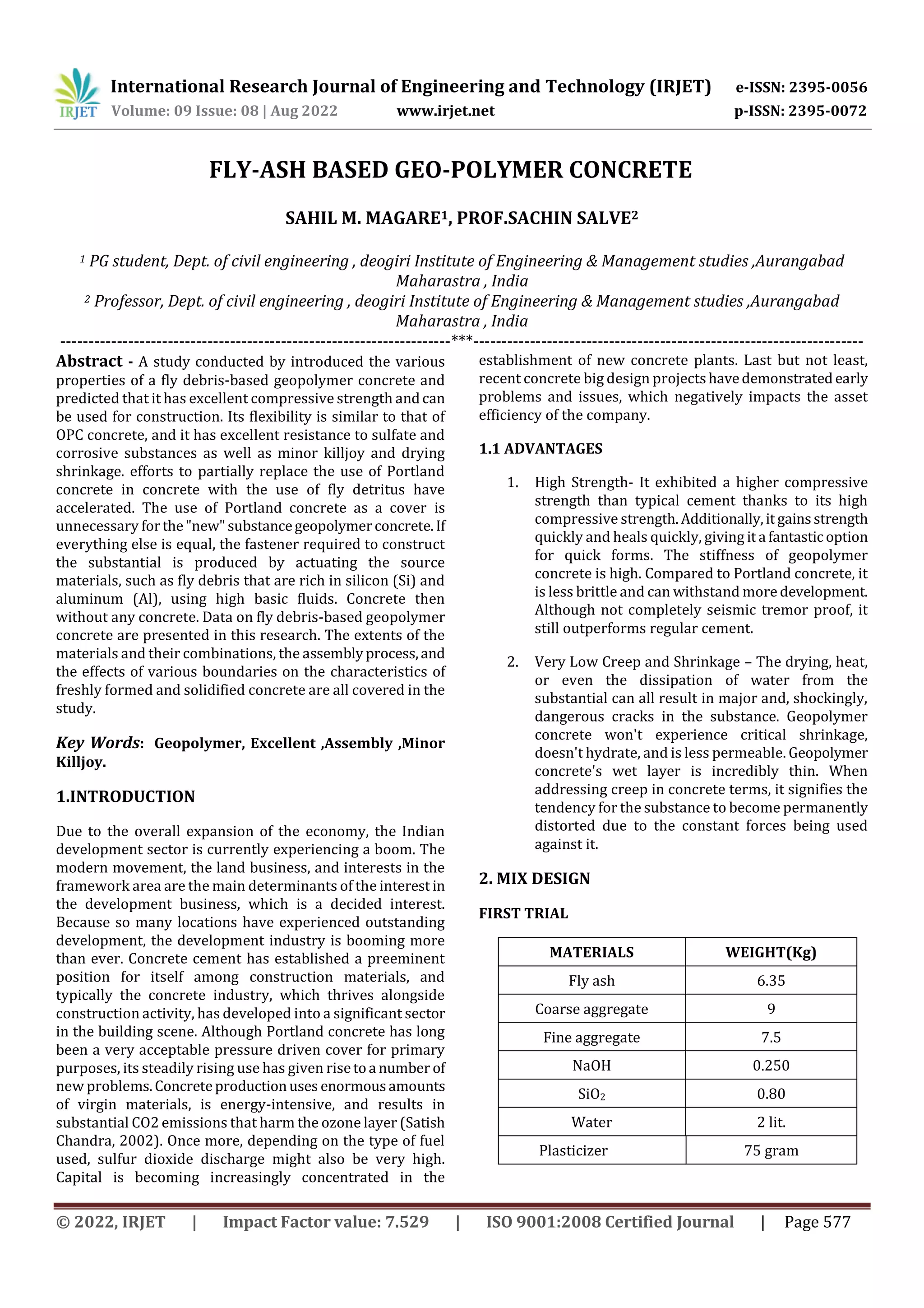 FLY-ASH BASED GEO-POLYMER CONCRETE | PDF