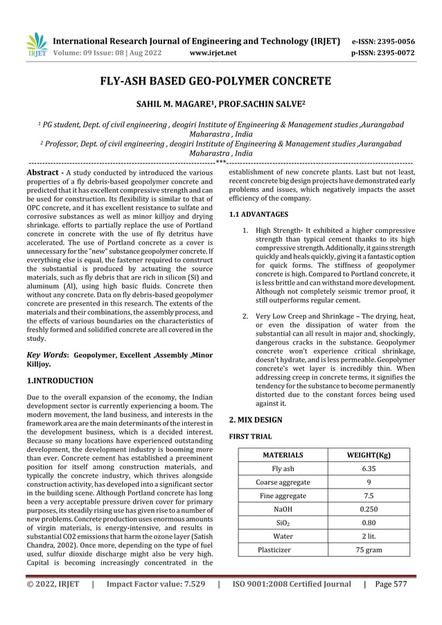 FLY-ASH BASED GEO-POLYMER CONCRETE | PDF