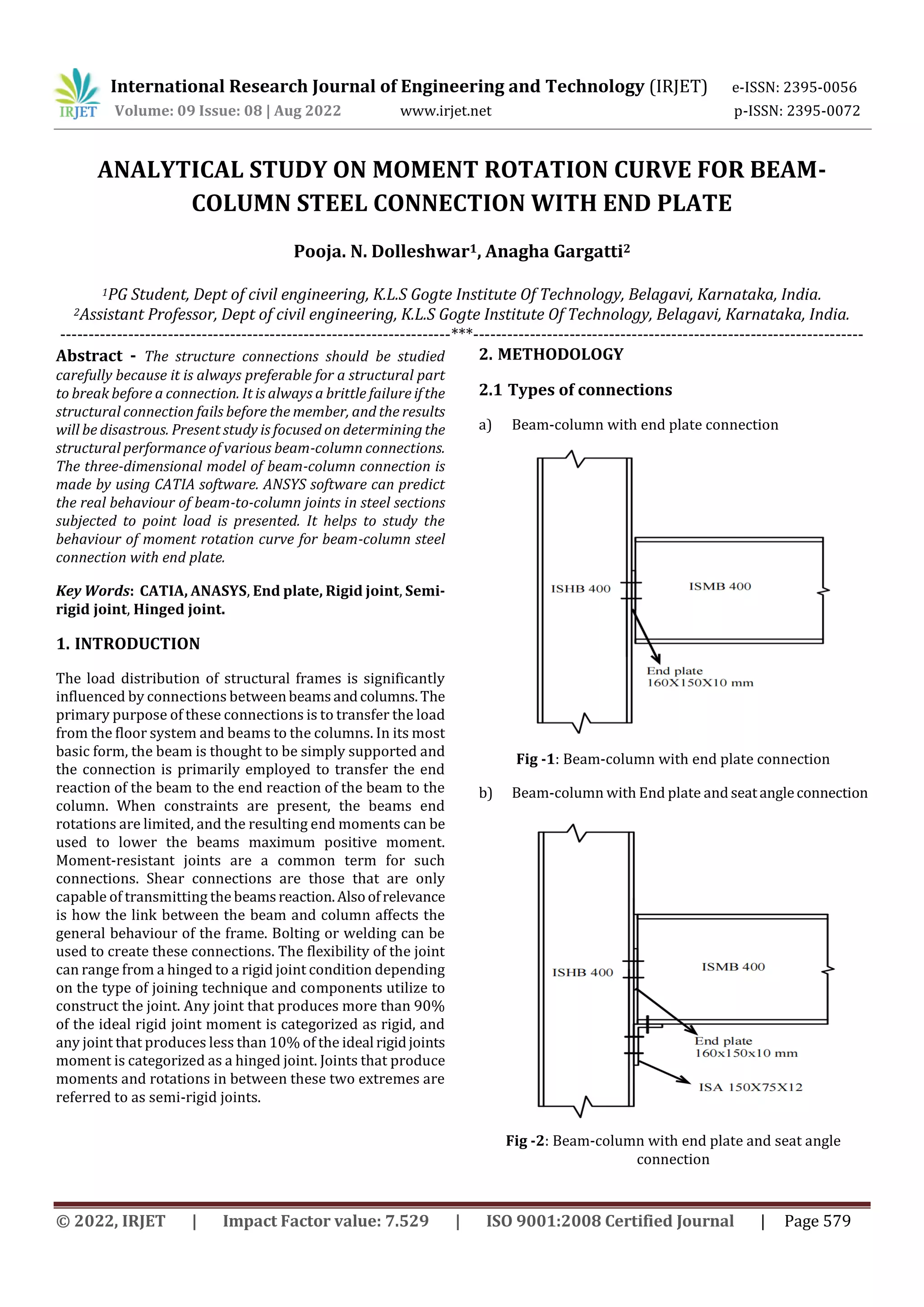 ANALYTICAL STUDY ON MOMENT ROTATION CURVE FOR BEAM- COLUMN STEEL ...
