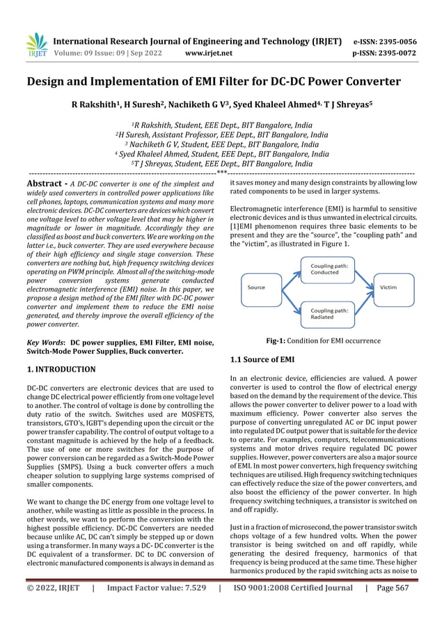 Design and Implementation of EMI Filter for DC-DC Power Converter | PDF | Dance and Electronic ...