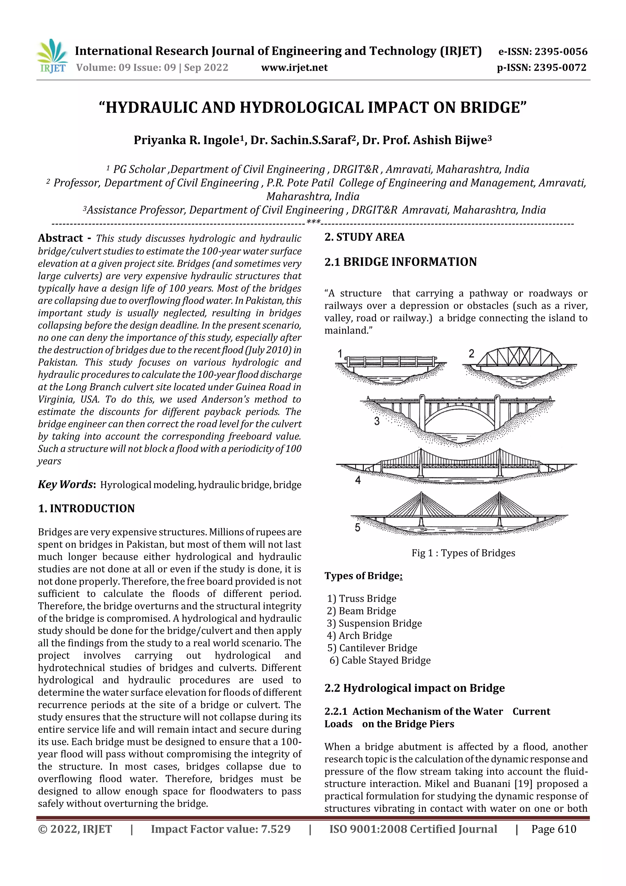 “HYDRAULIC AND HYDROLOGICAL IMPACT ON BRIDGE” | PDF