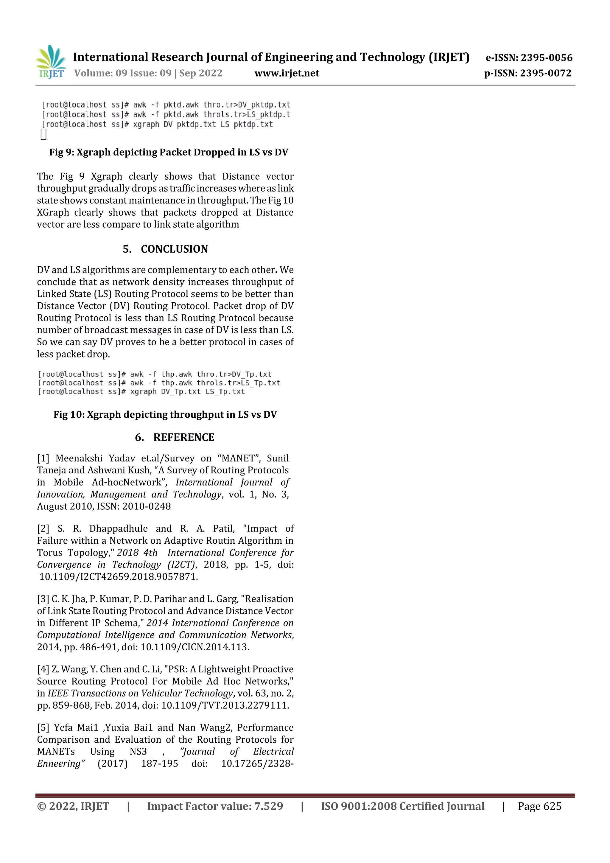 PERFORMANCE ANALYSIS OF DISTANCE VECTOR AND LINKED STATE ROUTING ...