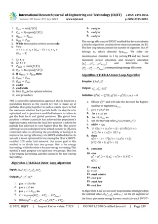 SWIPT Enabled Device To Device Communication on PSO Based Resource and Power Allocation Using ...