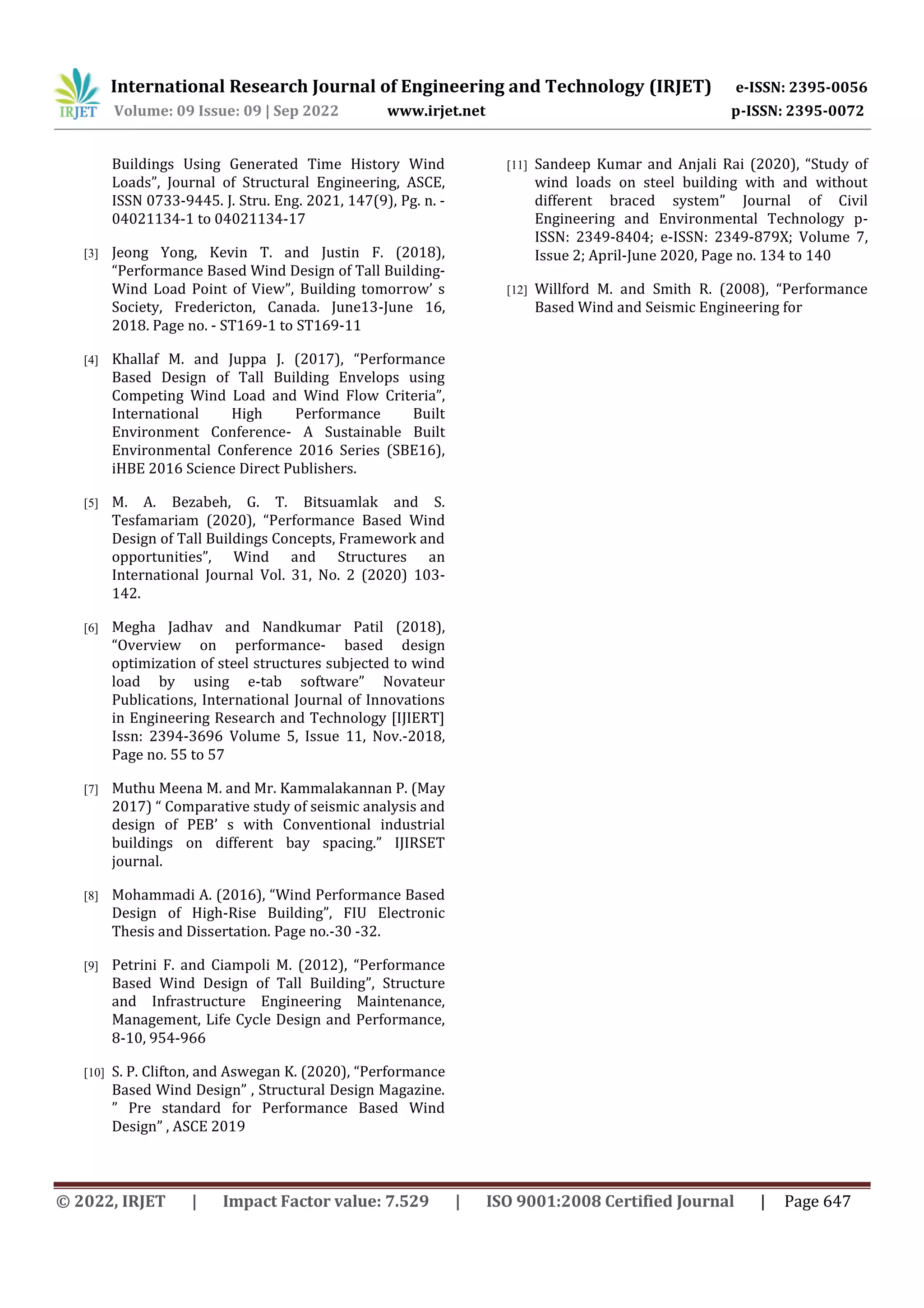 REVIEW ON PERFORMANCE BASED WIND ANALYSIS AND DESIGN | PDF