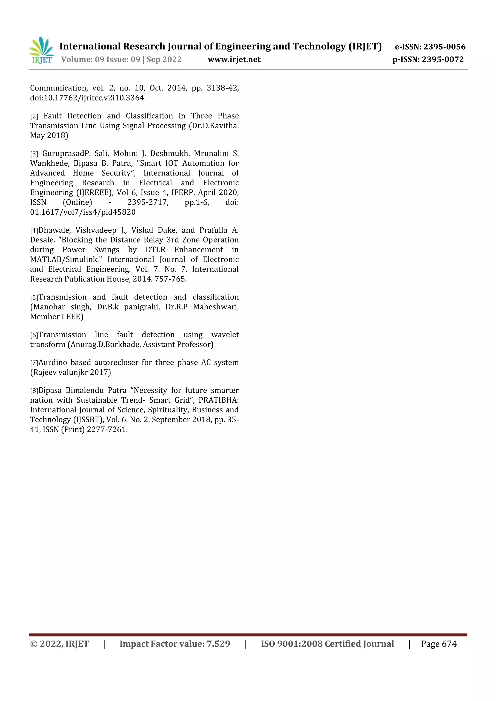 IOT Based Three Phase Transmission Line Fault Detection and Classification | PDF