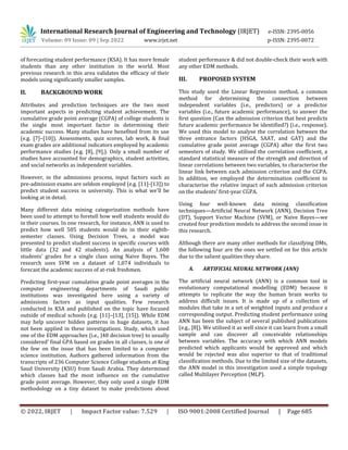 UNIVERSITY ADMISSION SYSTEMS USING DATA MINING TECHNIQUES TO PREDICT STUDENT PERFORMANCE TO ...