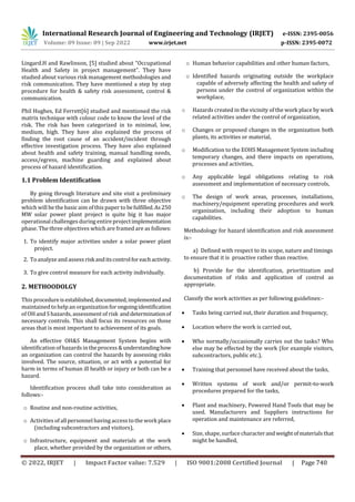 Hazard Identification, Risk Assessment And Risk Control In a 250 MW ...