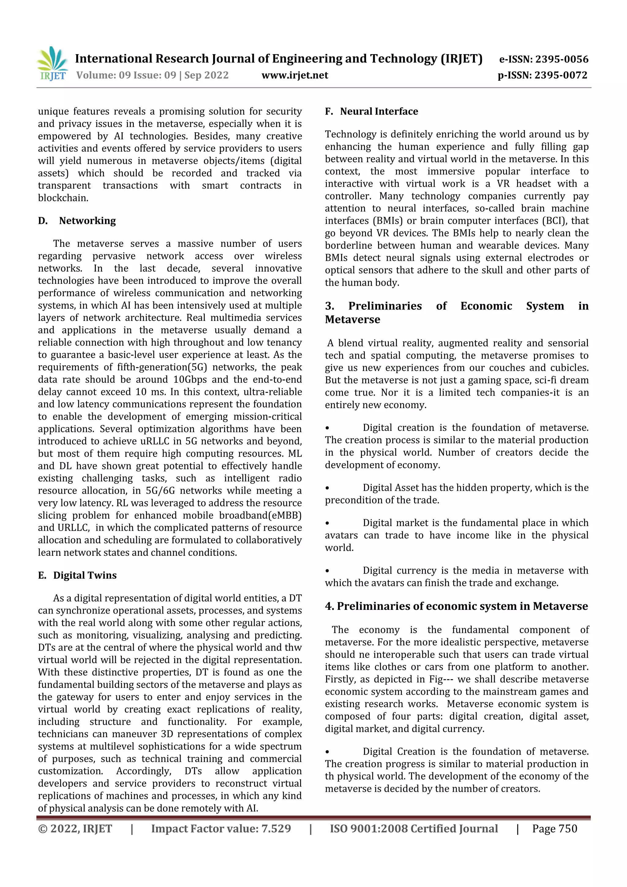 ARTIFICIAL INTELLIGENCE IN METAVERSE | PDF