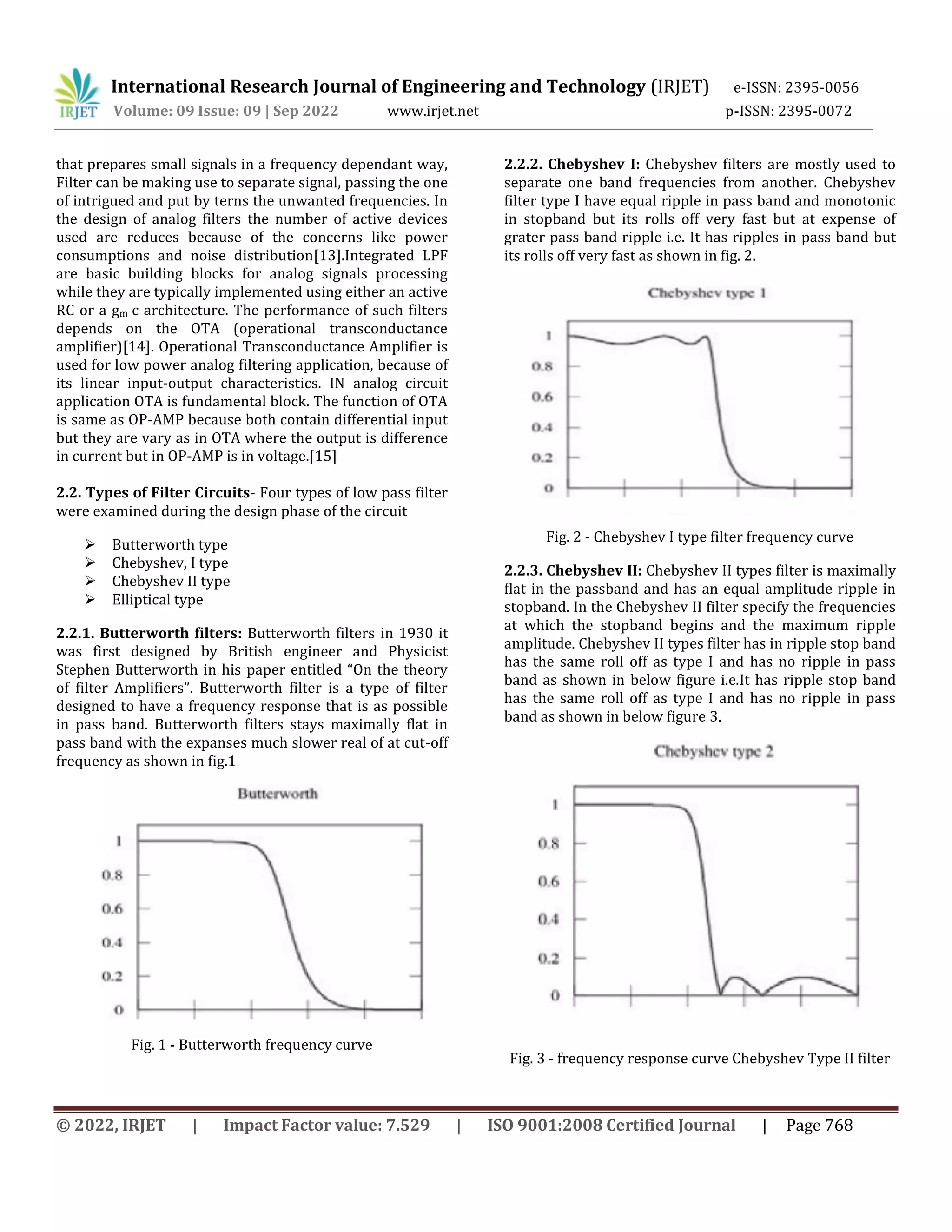 Review on CMOS based Low Pass Filters for Biomedical Applications | PDF