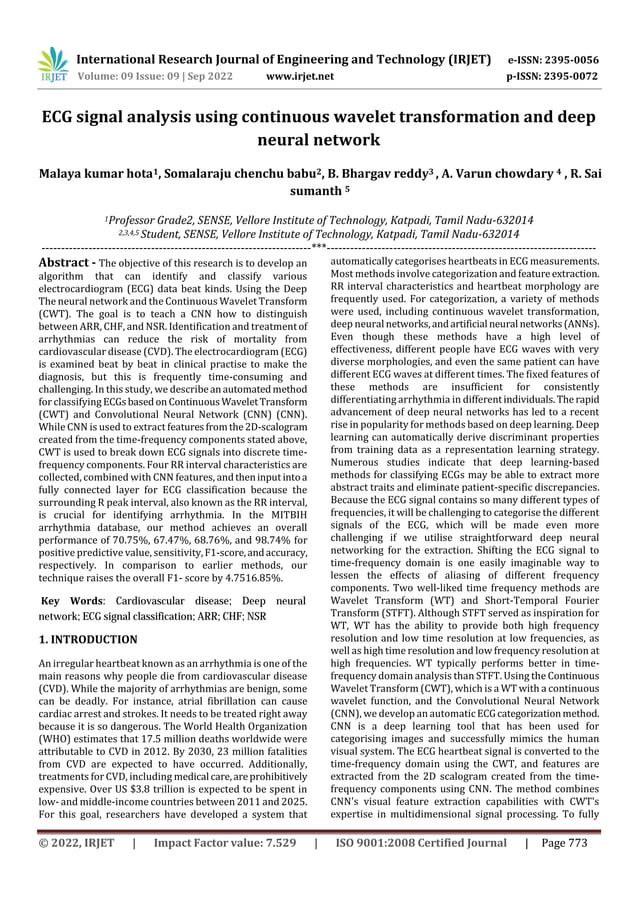 Ecg Signal Analysis Using Continuous Wavelet Transformation And Deep