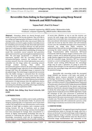 Reversible Data hiding in Encrypted Images using Deep Neural Network and MSB Prediction | PDF