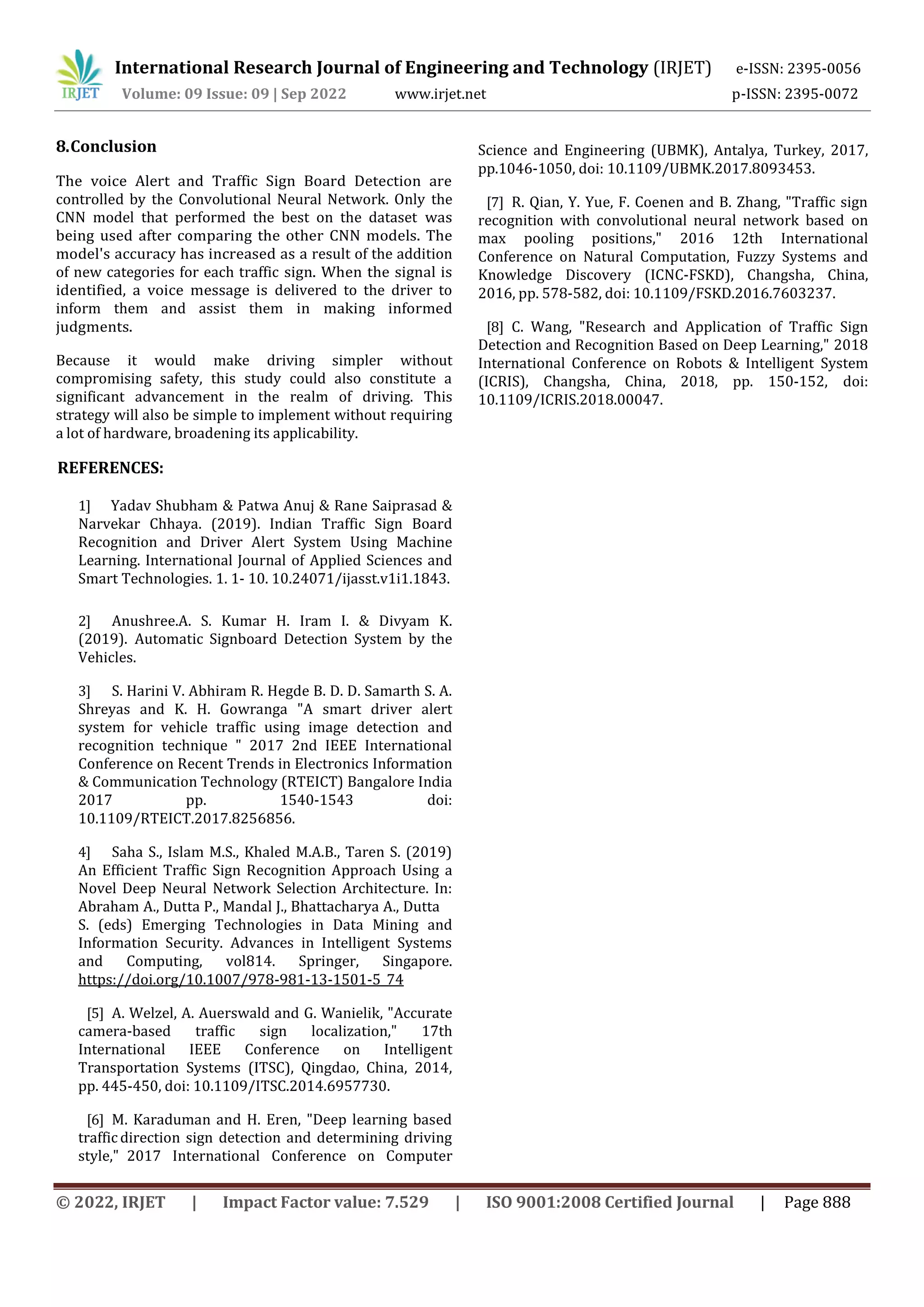 Traffic Sign Board Recognition And Voice Alert System Using Cnn Pdf