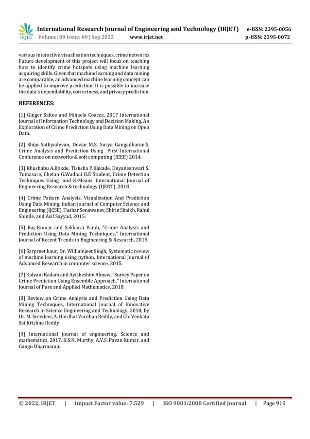 CRIME ANALYSIS AND PREDICTION USING MACHINE LEARNING | PDF