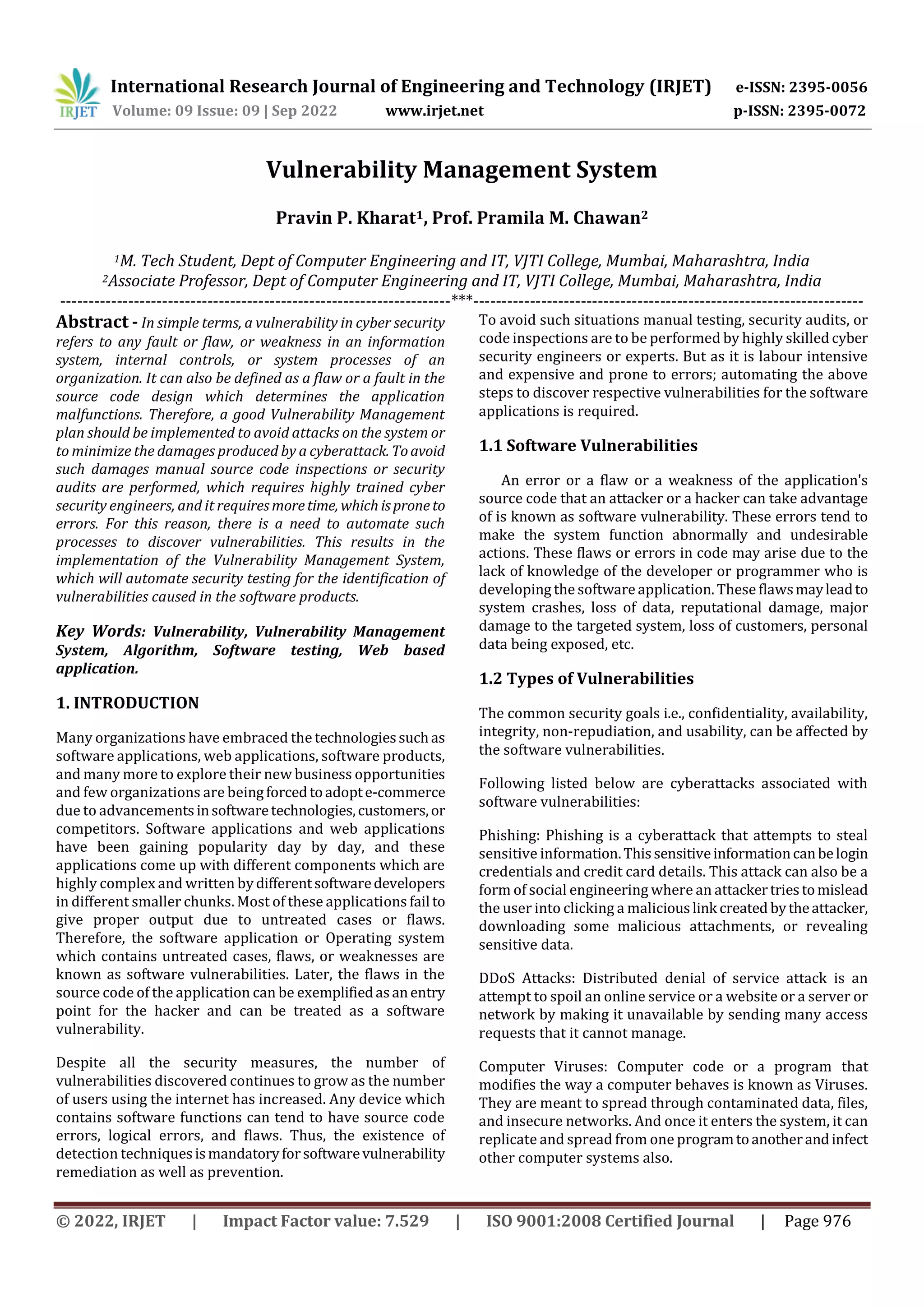 Vulnerability Management System | PDF