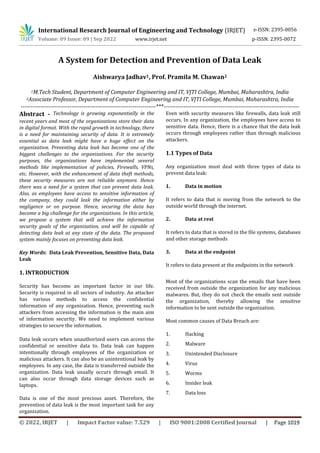 A System for Detection and Prevention of Data Leak | PDF