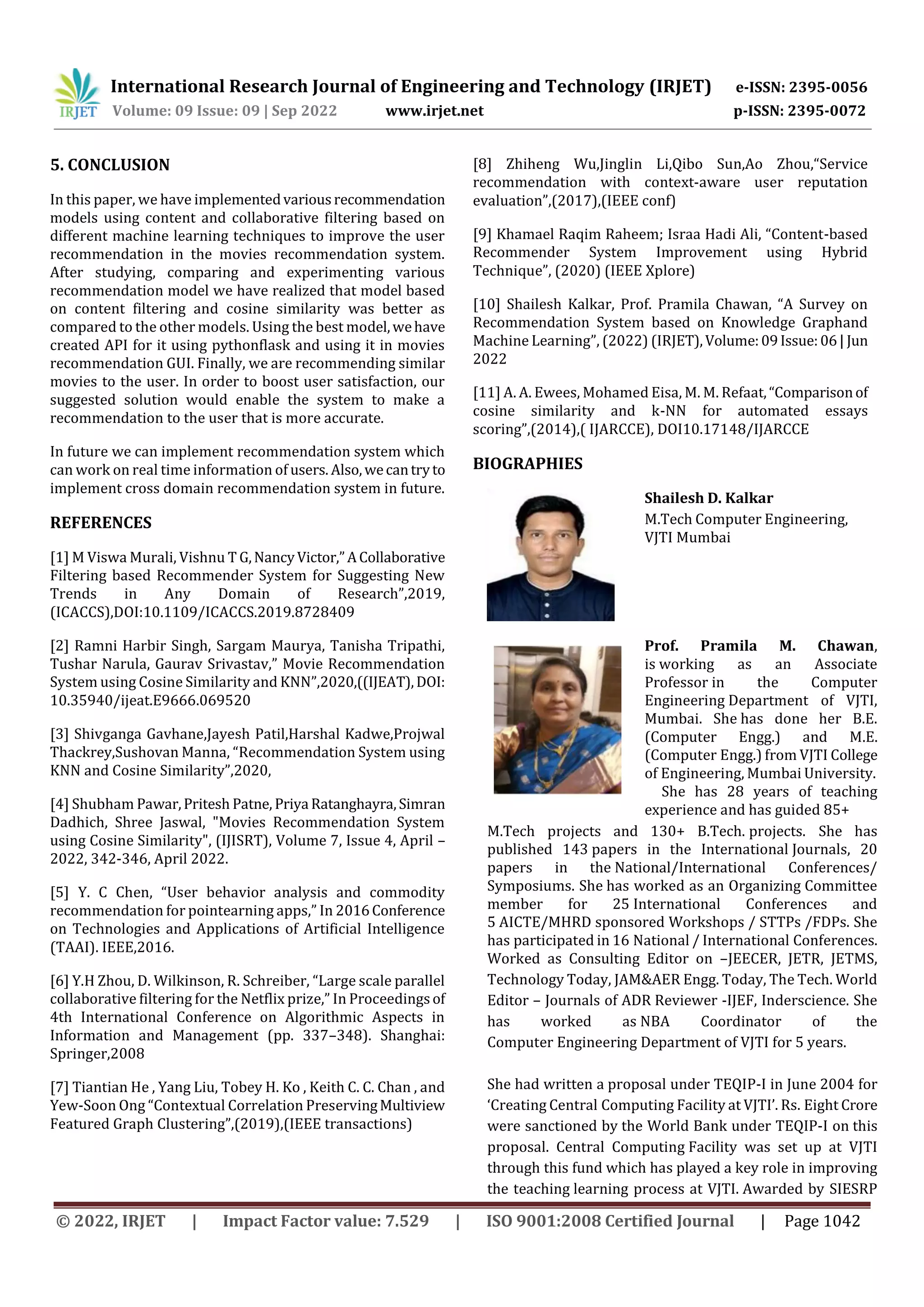 Recommendation System using Machine Learning Techniques | PDF