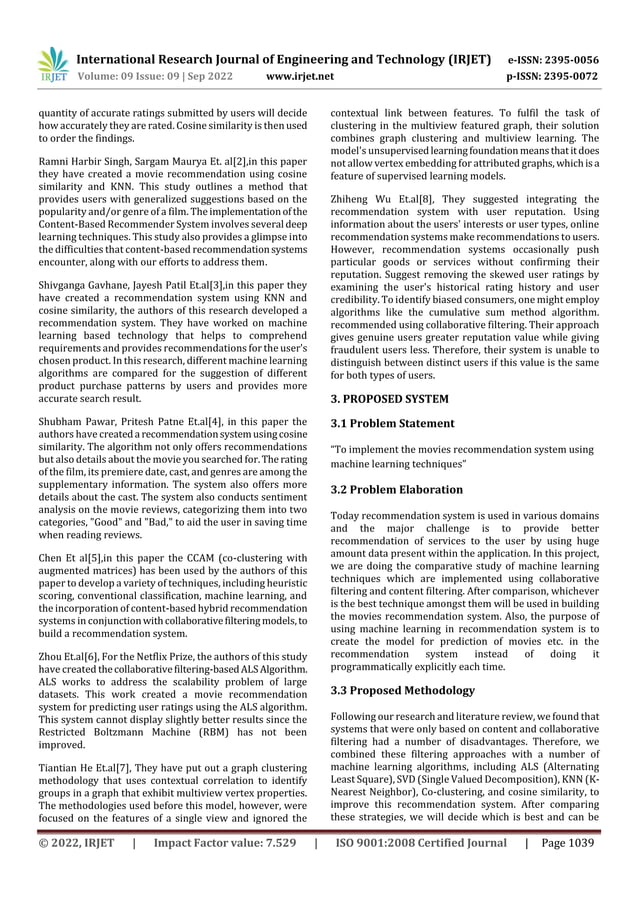 Recommendation System using Machine Learning Techniques | PDF