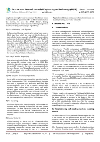 Recommendation System using Machine Learning Techniques | PDF