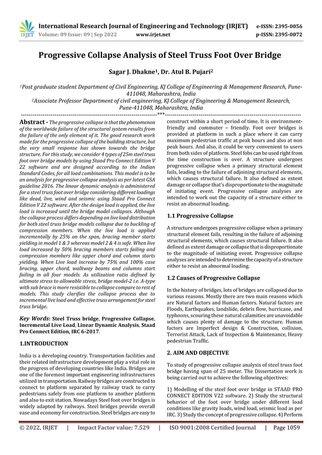 Progressive Collapse Analysis of Steel Truss Foot Over Bridge | PDF